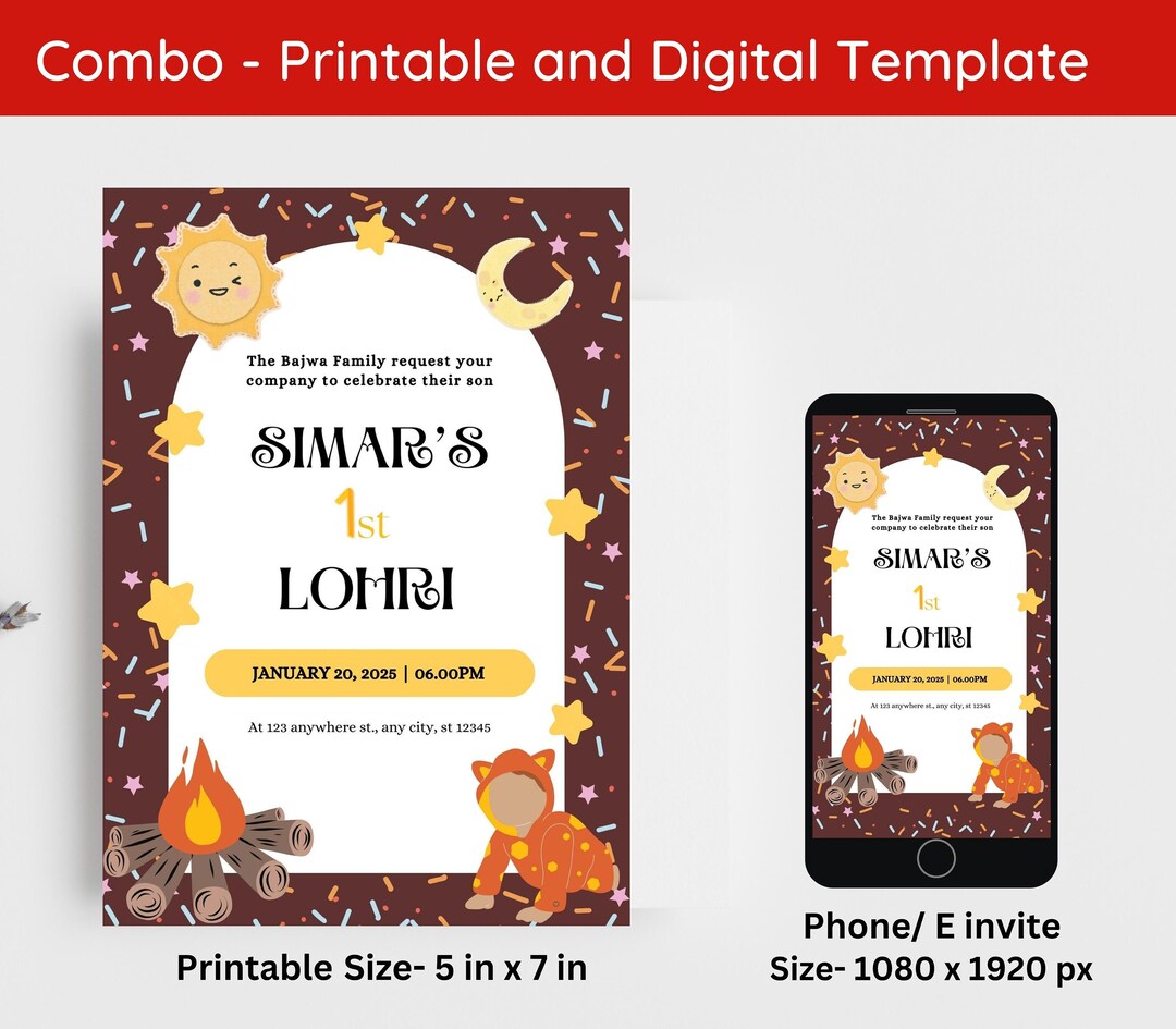 Editable Lohri Invitation Phone Lohri Invite Printable Lohri - Etsy