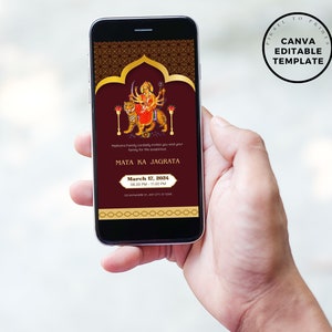 Editable Mata Ka Jagrata Invitation: Navratri Puja (digital Download ...