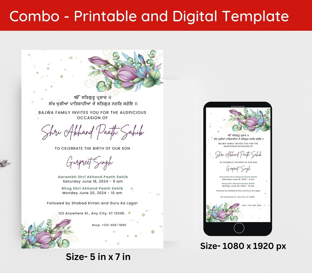Editable Akhand Path Digital Invitation Sehaj Path Digital - Etsy