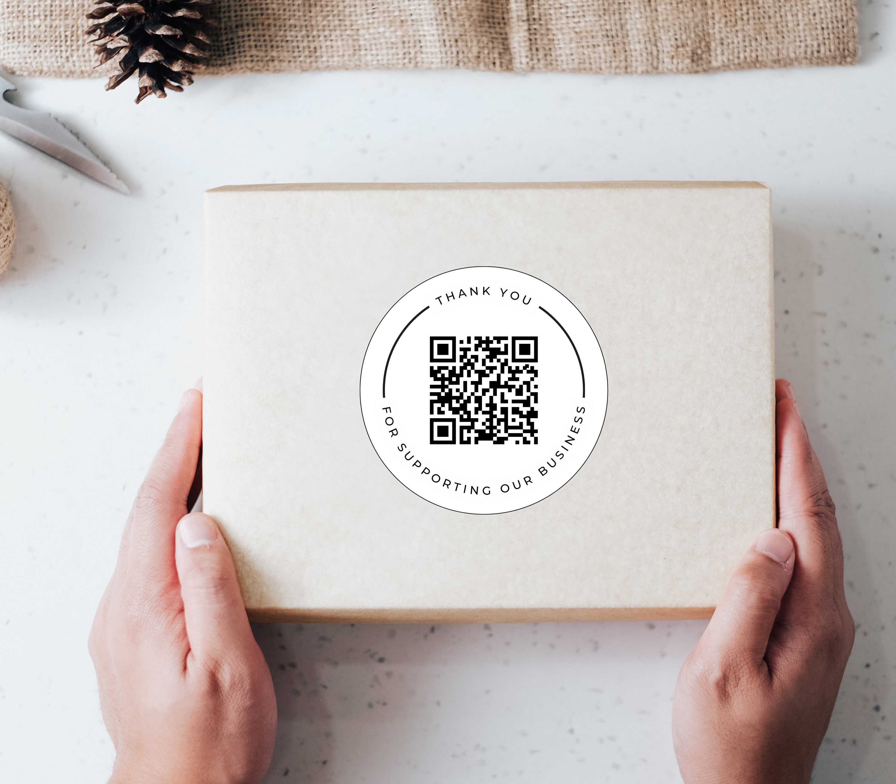 Editable QR Code Package Brand Name Sticker, Custom Text Stickers ...