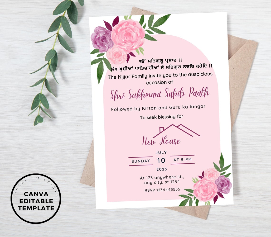 Editable Sukhmani Sahib Path Invitation for Housewarming - Etsy