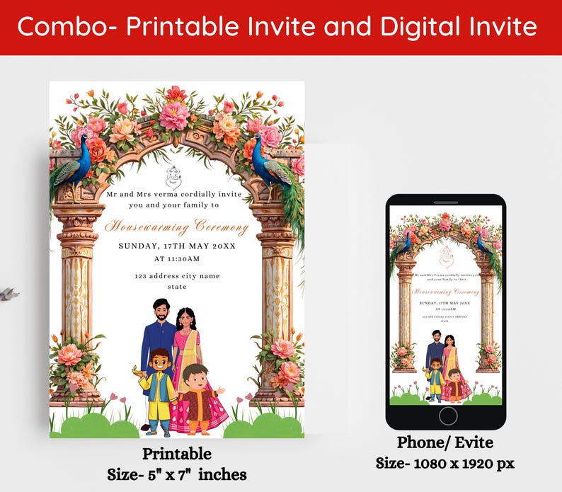 Editable Indian Housewarming Invitation Template: Griha Pravesh Invite ...