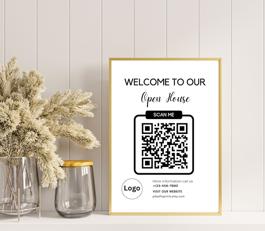 Open House Sign in QR Code, Printable Sign for Realtors, Real Estate Marketing, 'welcome to Our ...
