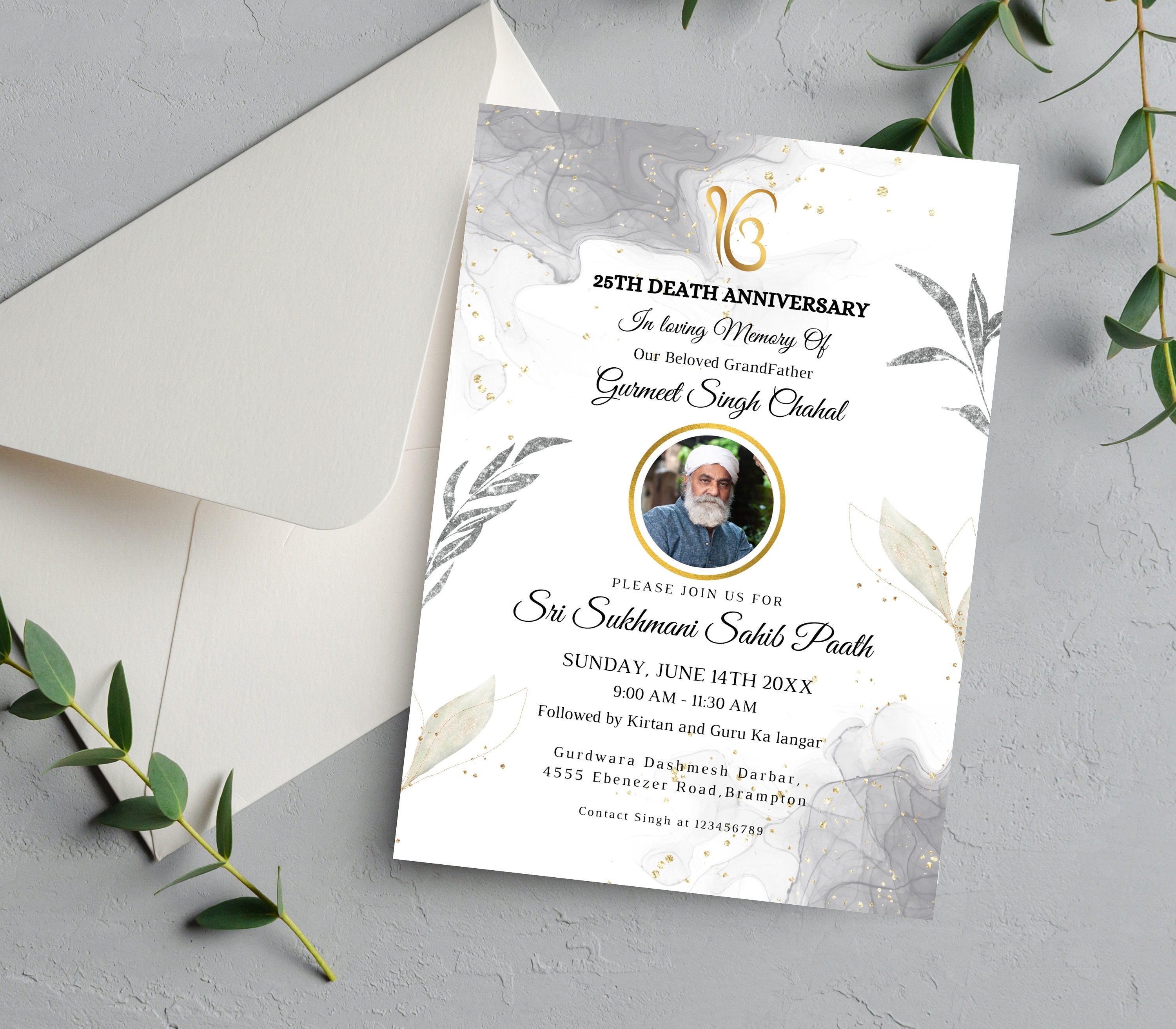 Path Da Bhog Invitation Card in Punjabi Barsi Invitation: Sikh Funeral ...