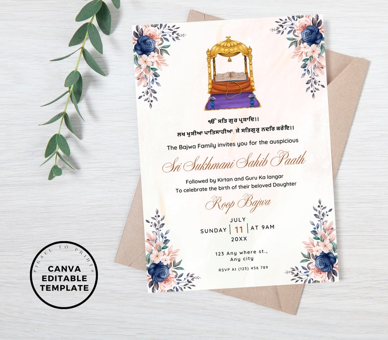 Editable Sukhmani Sahib Path Invitation: Akhand Paath Invite Digital ...