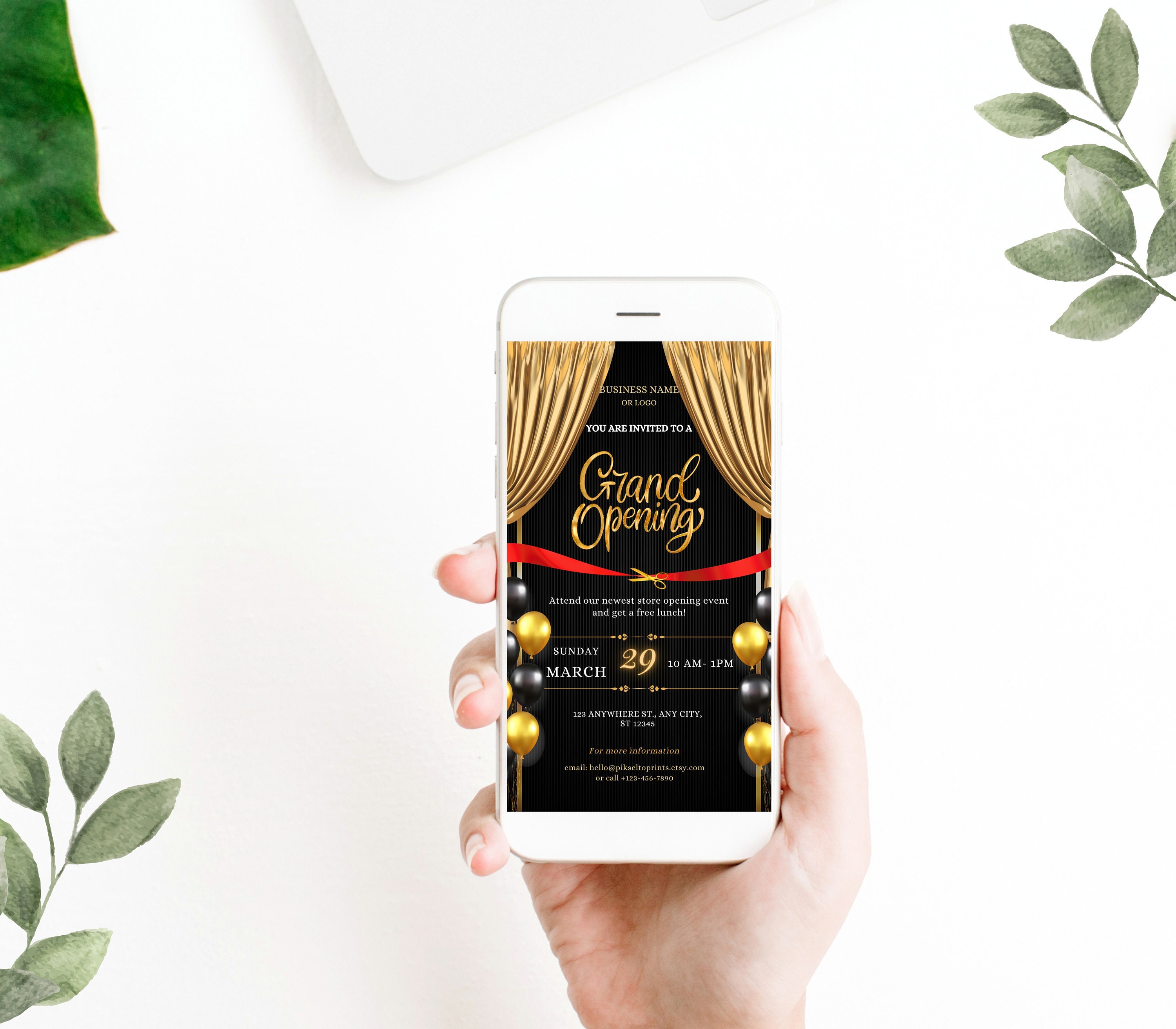 Editable Grand Opening Invitation Template, Business Launch Event ...