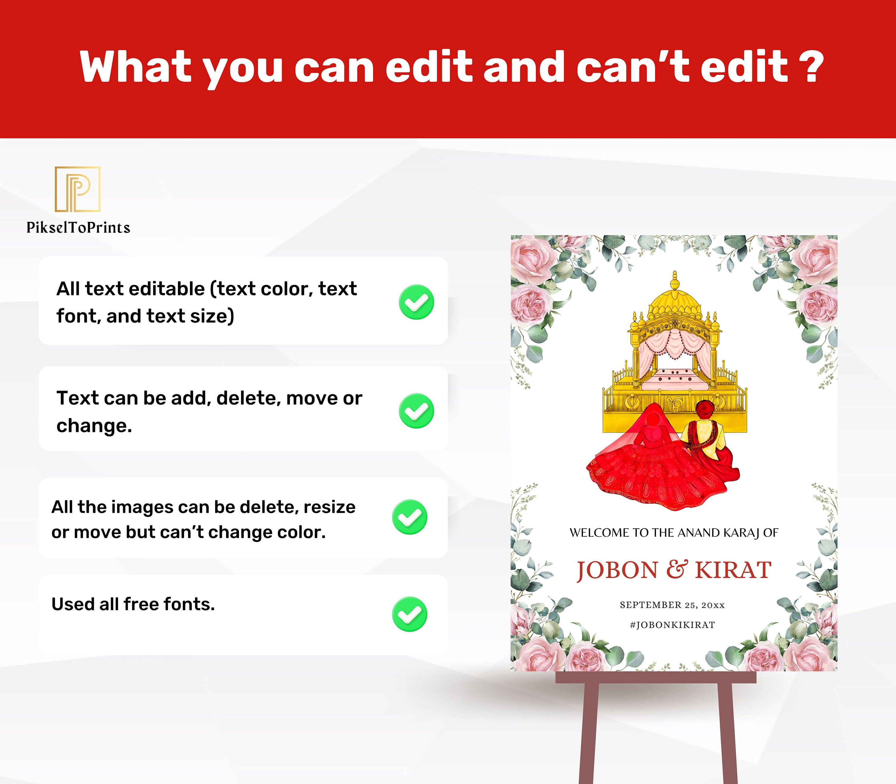 Editable Elegant Anand Karaj Welcome Sign, Anand Karaj Welcome Signage ...