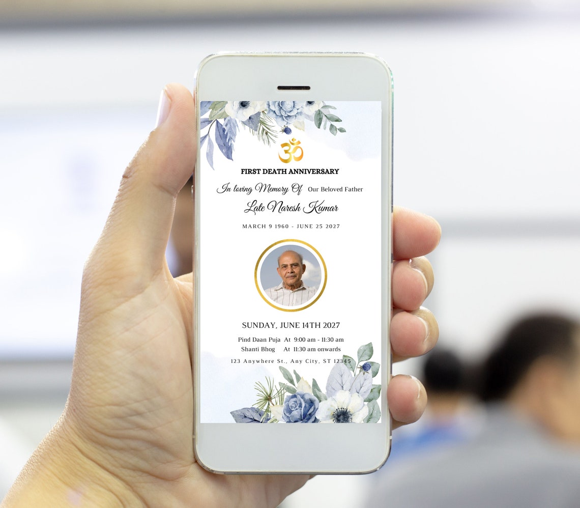 Editable Barsi Invitation, Indian Death Anniversary Invitation, Hindu ...