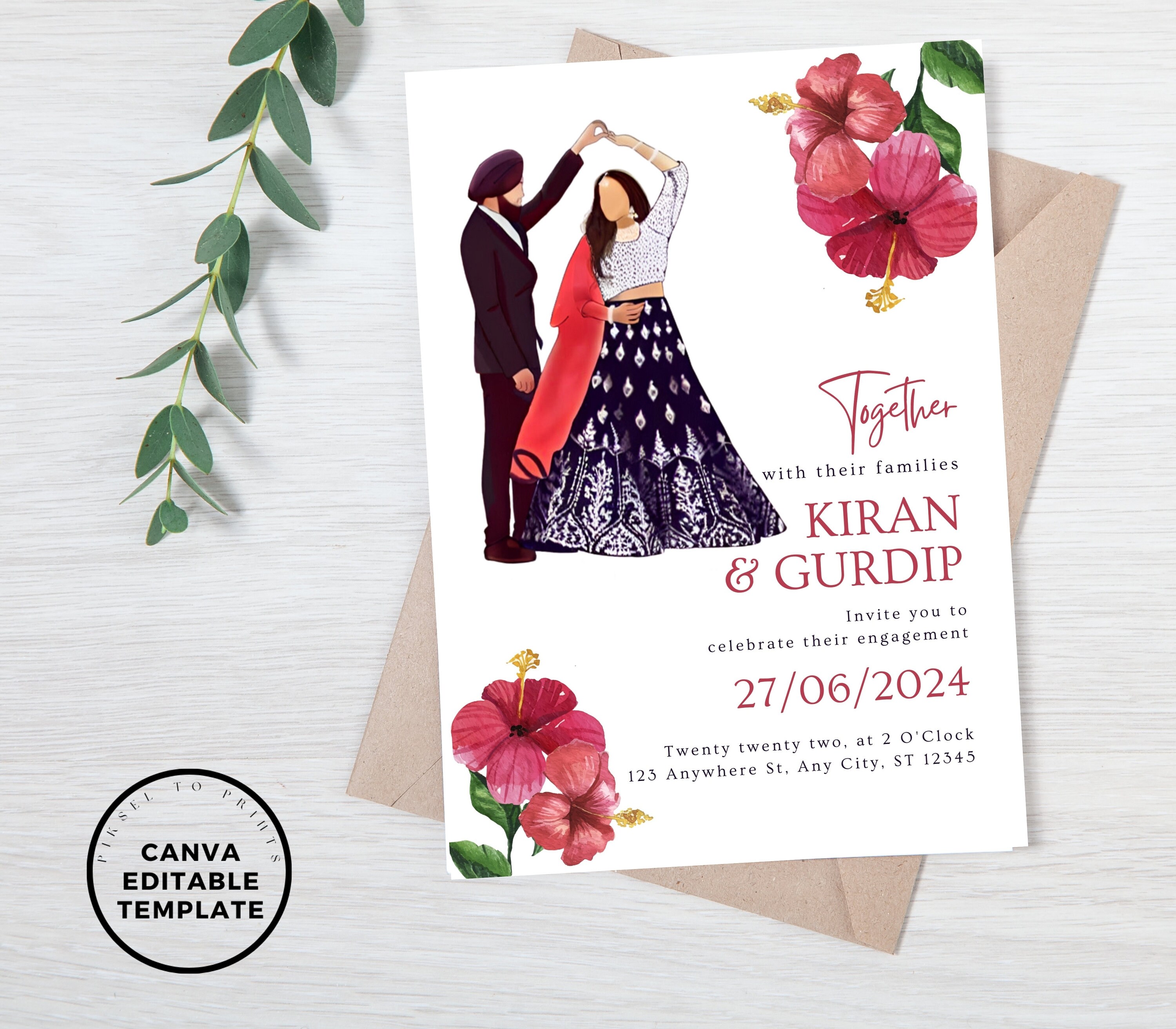 Editable Sikh Engagement Invitation | Punjabi Roka Ceremony Invite ...