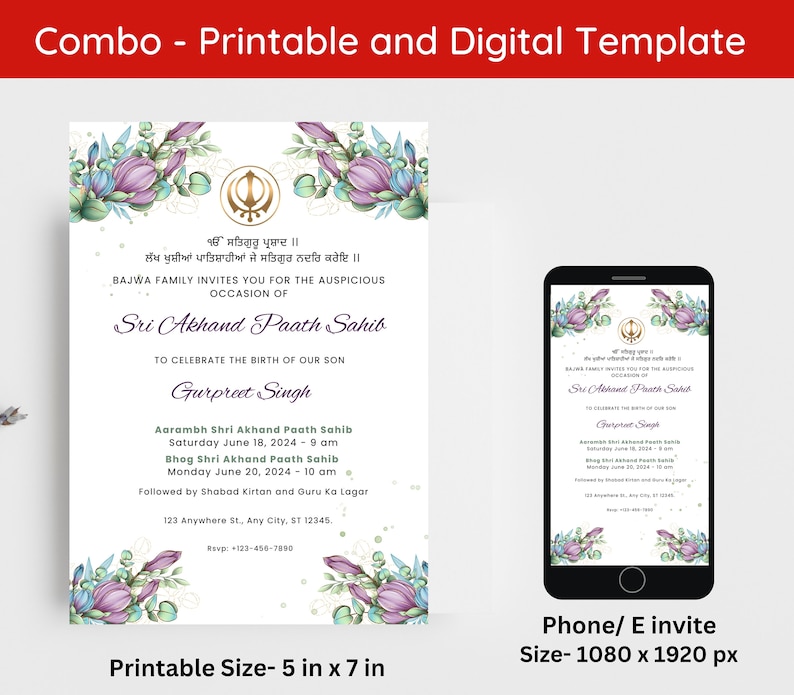 Editable Akhand Path Digital Invitation, Sehaj Path Digital Invitation ...