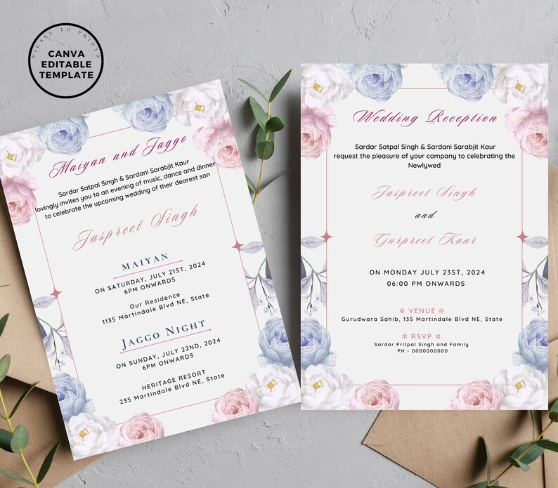 Editable Sikh Wedding Invitation Card Bundle All in One, Paath Invite ...