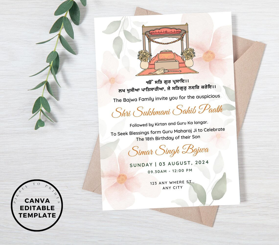 Editable Sukhmani Sahib Path Invitation, Sukhmani Sahib Path Digital ...