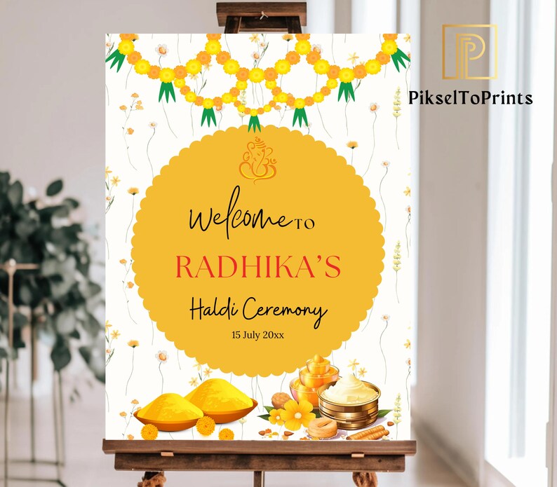 Haldi Wedding Board | Haldi Welcome Sign | Indian Maiyan Sign Template ...