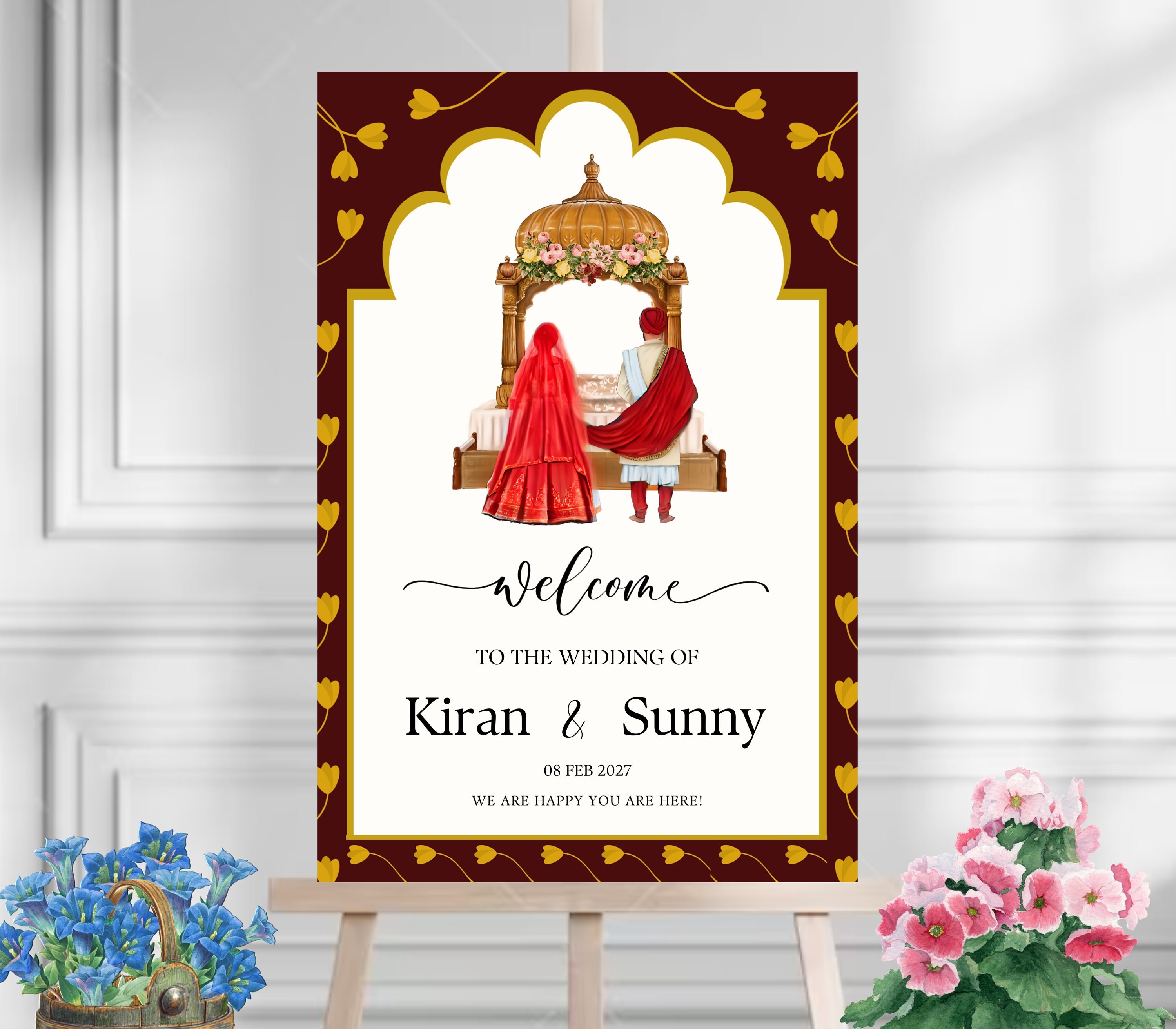 Editable Elegant Anand Karaj Welcome Sign, Anand Karaj Welcome Signage ...