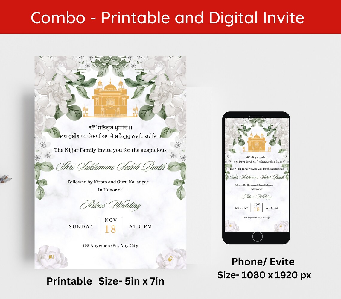 Editable Sukhmani Sahib Path Invitation, Sukhmani Sahib Path Digital ...