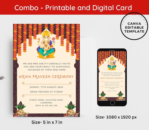 Indian House Warming Invitation Template Free Editable Housewarming