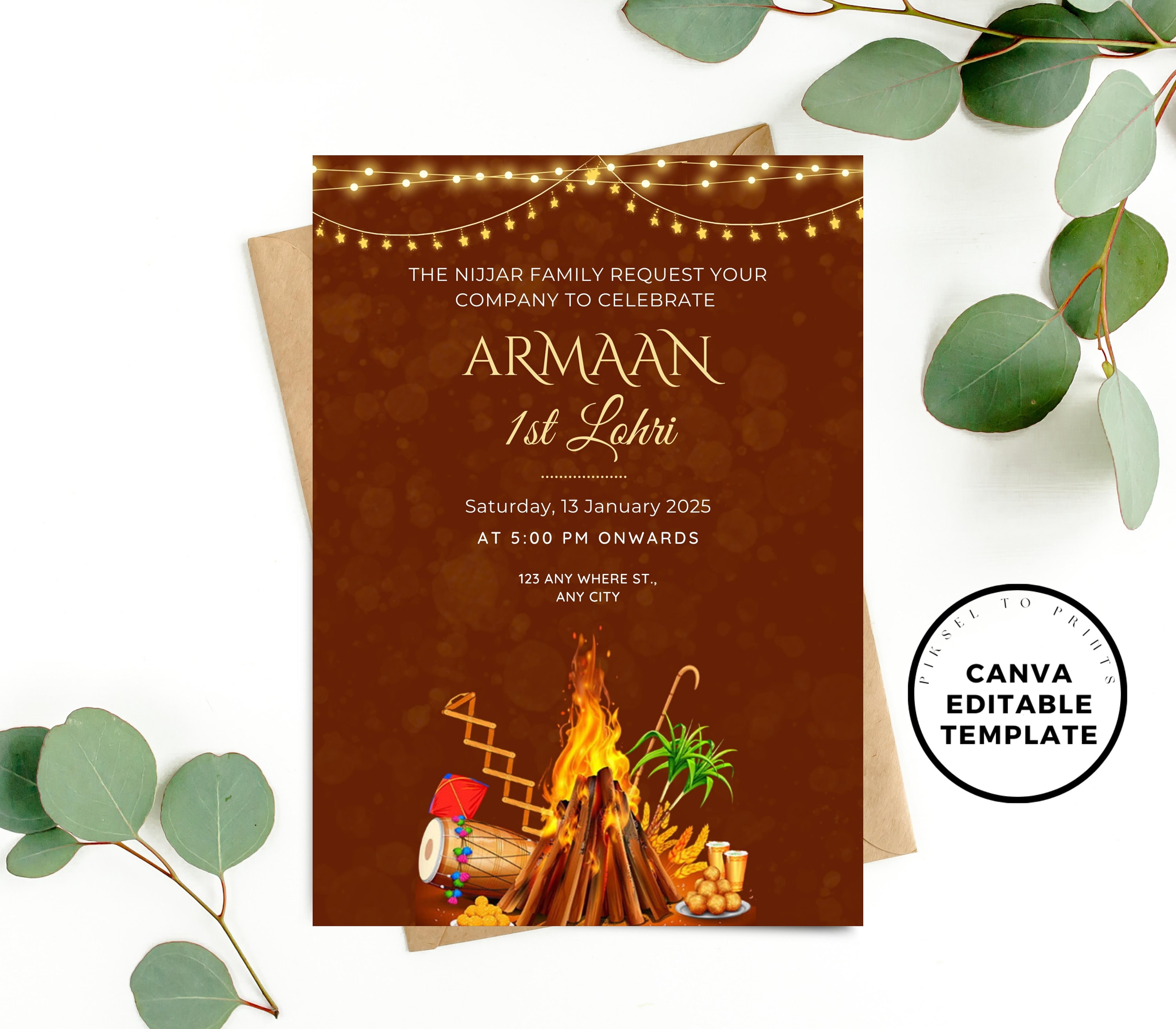 Editable First Lohri Invitation, First Lohri Invite, Lohri Birthday ...