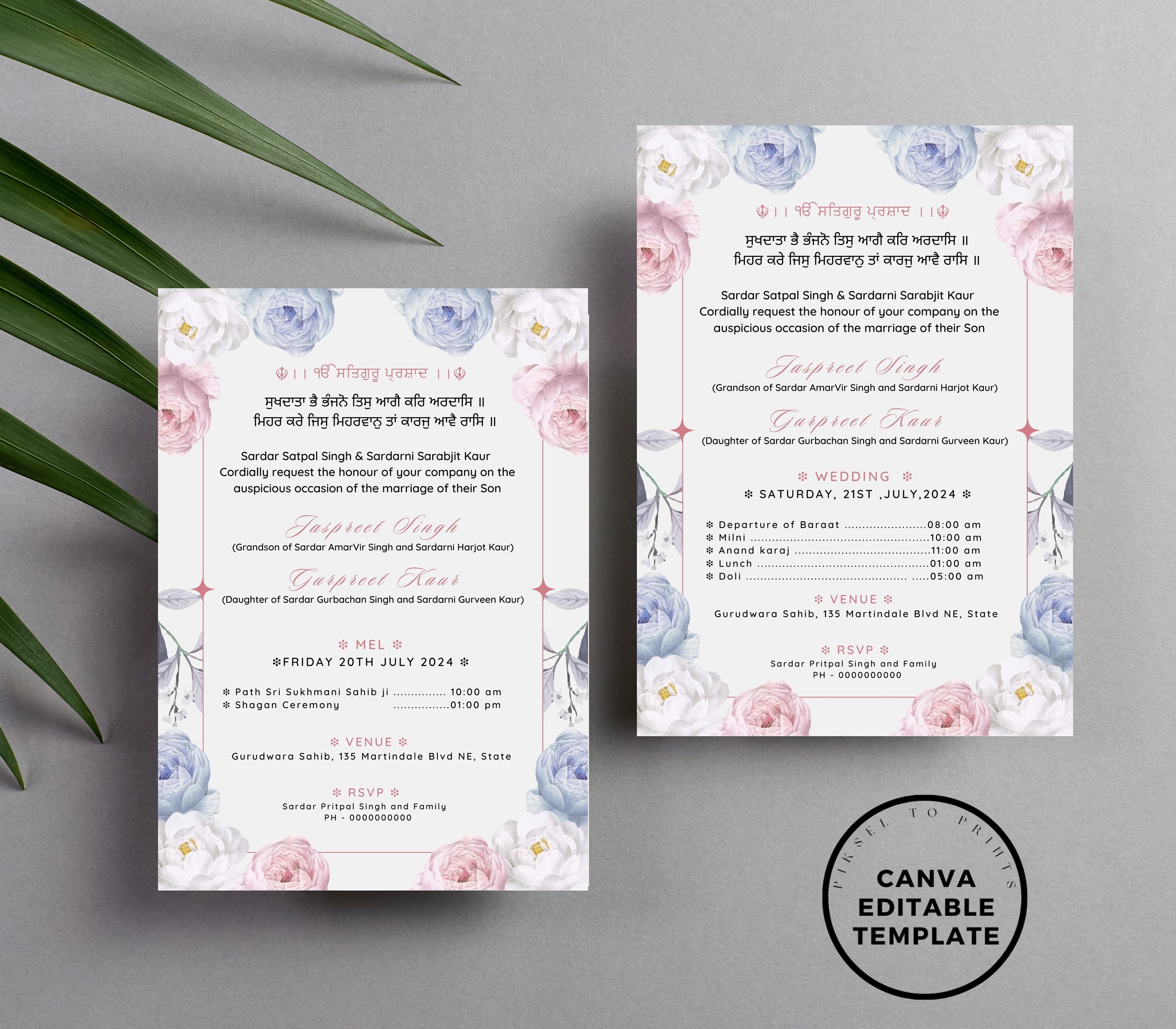 Editable Sikh Wedding Invitation Card Bundle All in One, Paath Invite ...