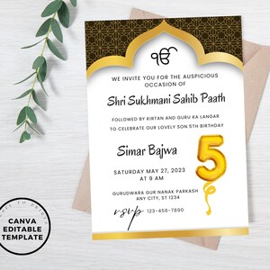 Editable Sukhmani Sahib Path Birthday Invitation: Digital Phone Invite ...