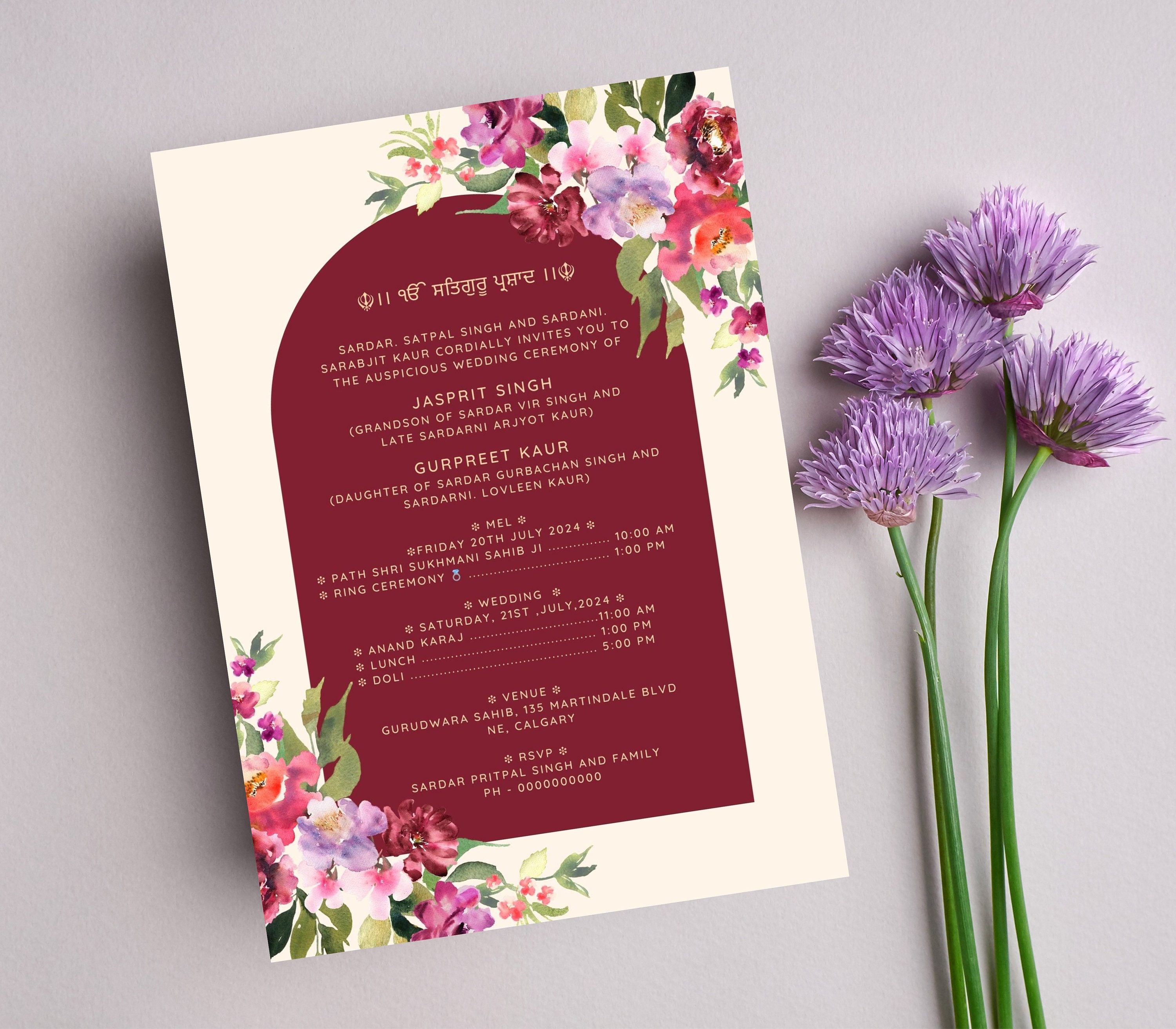 Editable Sikh Wedding Invitation Set, Sikh Wedding Card, Punjabi ...