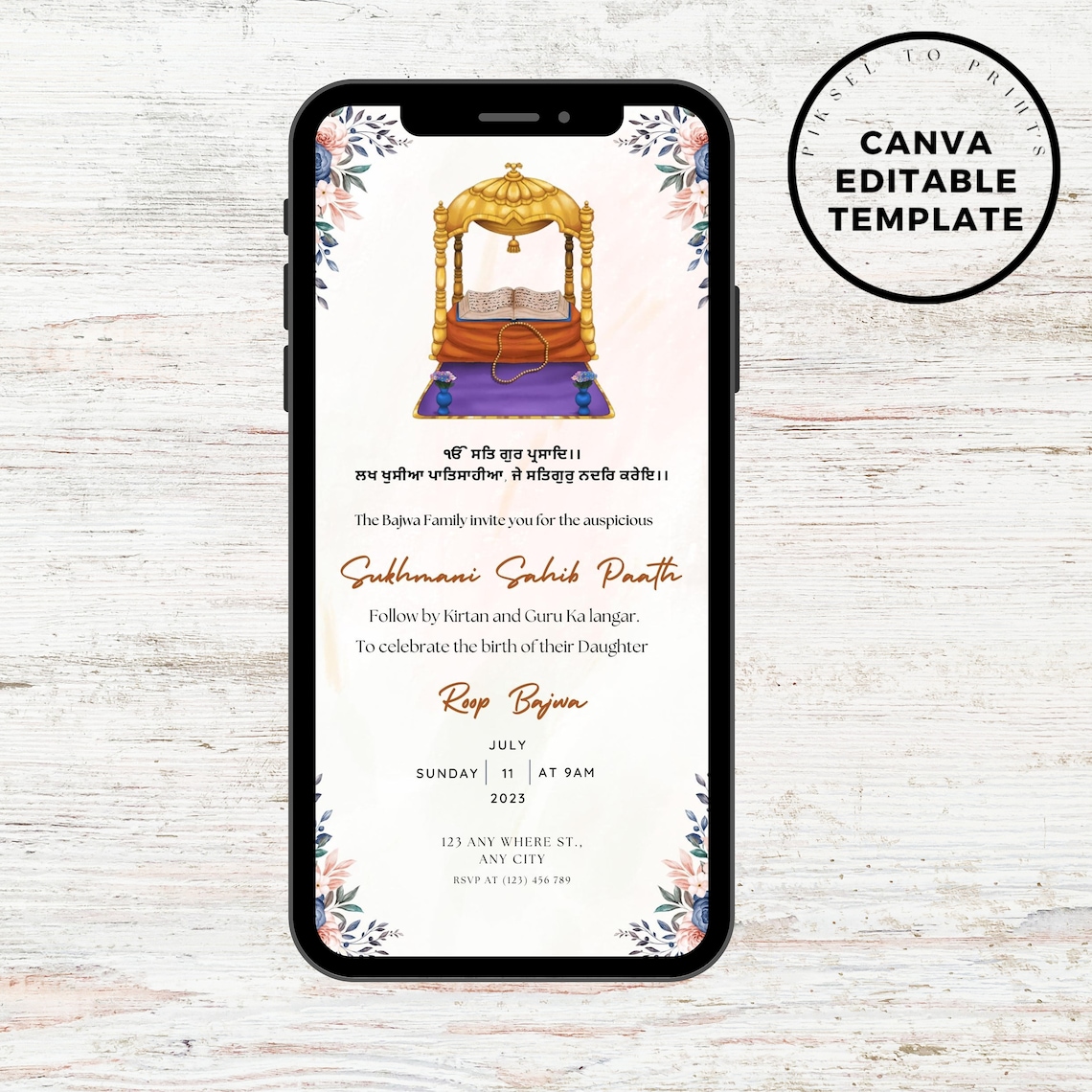 Editable Sukhmani Sahib Path Invitation, Sukhmani Sahib Path Digital ...