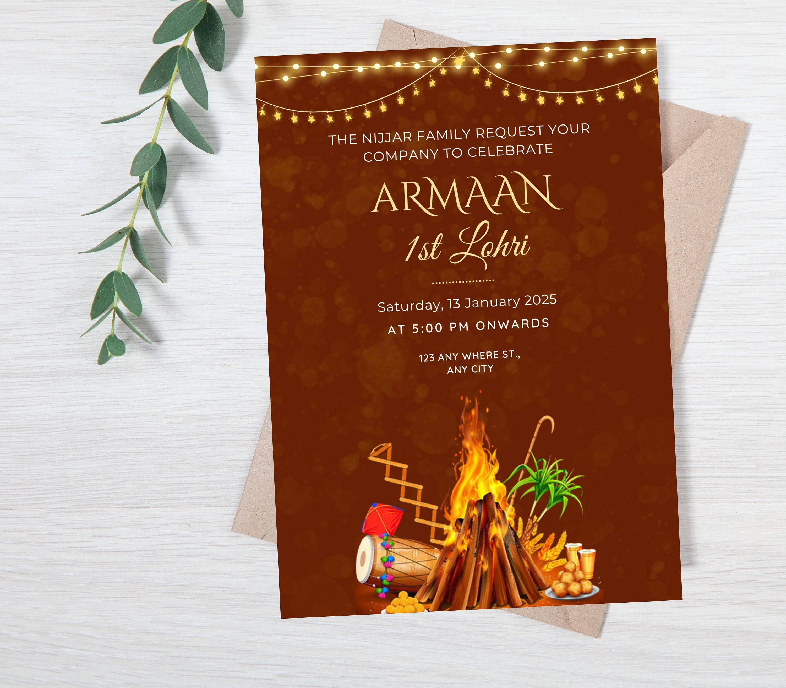 Editable First Lohri Invitation, First Lohri Invite, Lohri Birthday ...