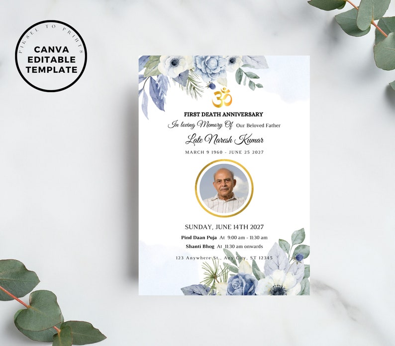 Editable Barsi Invitation, Indian Death Anniversary Invitation, Hindu ...