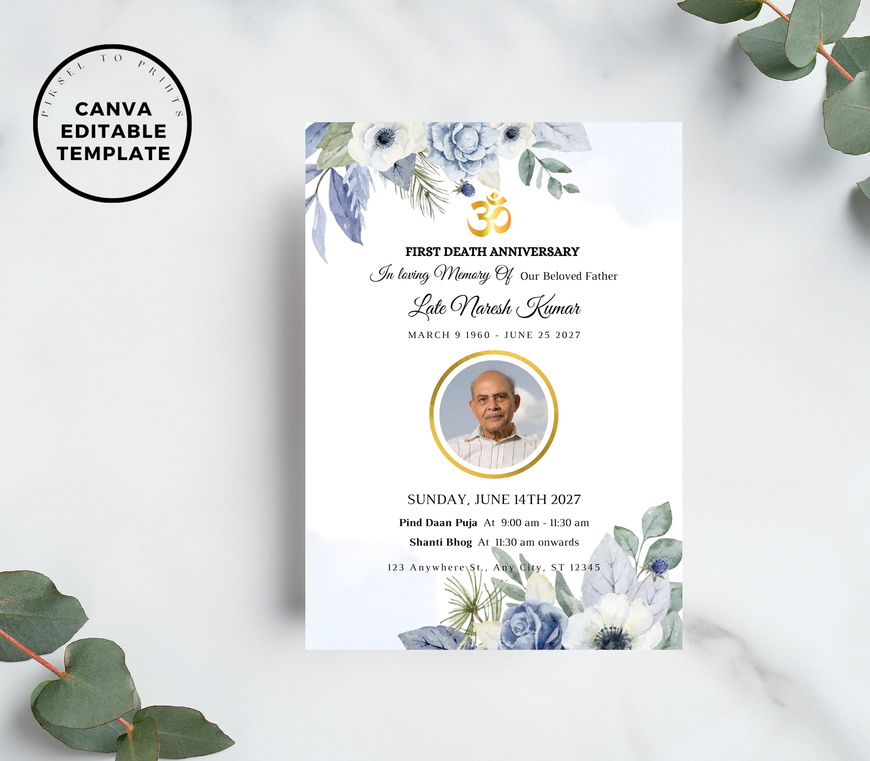 Editable Barsi Invitation, Indian Death Anniversary Invitation, Hindu ...