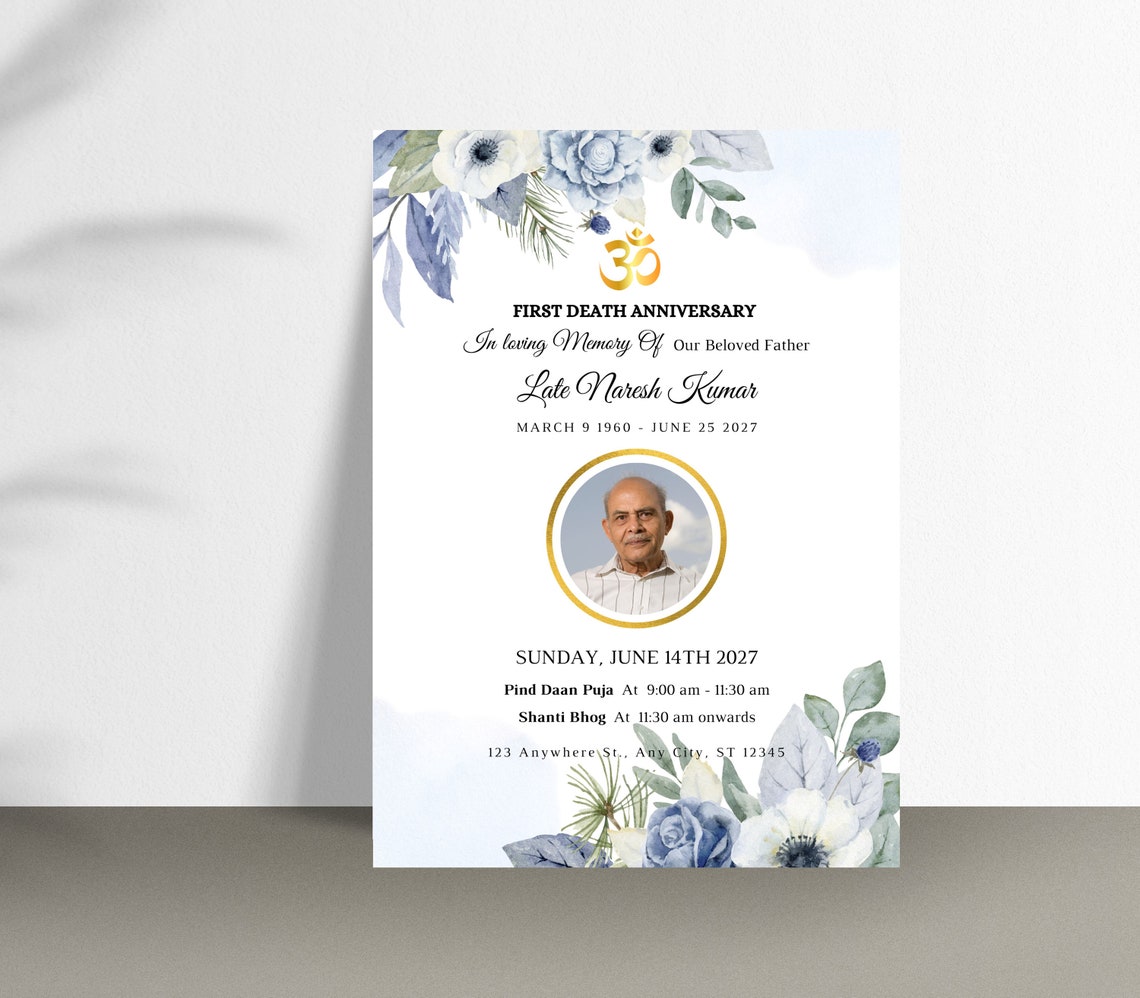 Editable Barsi Invitation, Indian Death Anniversary Invitation, Hindu ...