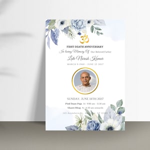 Editable Barsi Invitation, Indian Death Anniversary Invitation, Hindu ...