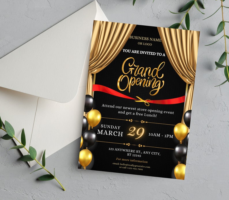 Editable Grand Opening Invitation Template, Business Launch Event ...