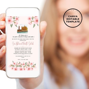 Editable Floral Akhand Path Invitation Card, Digital Sukhmani Sahib ...