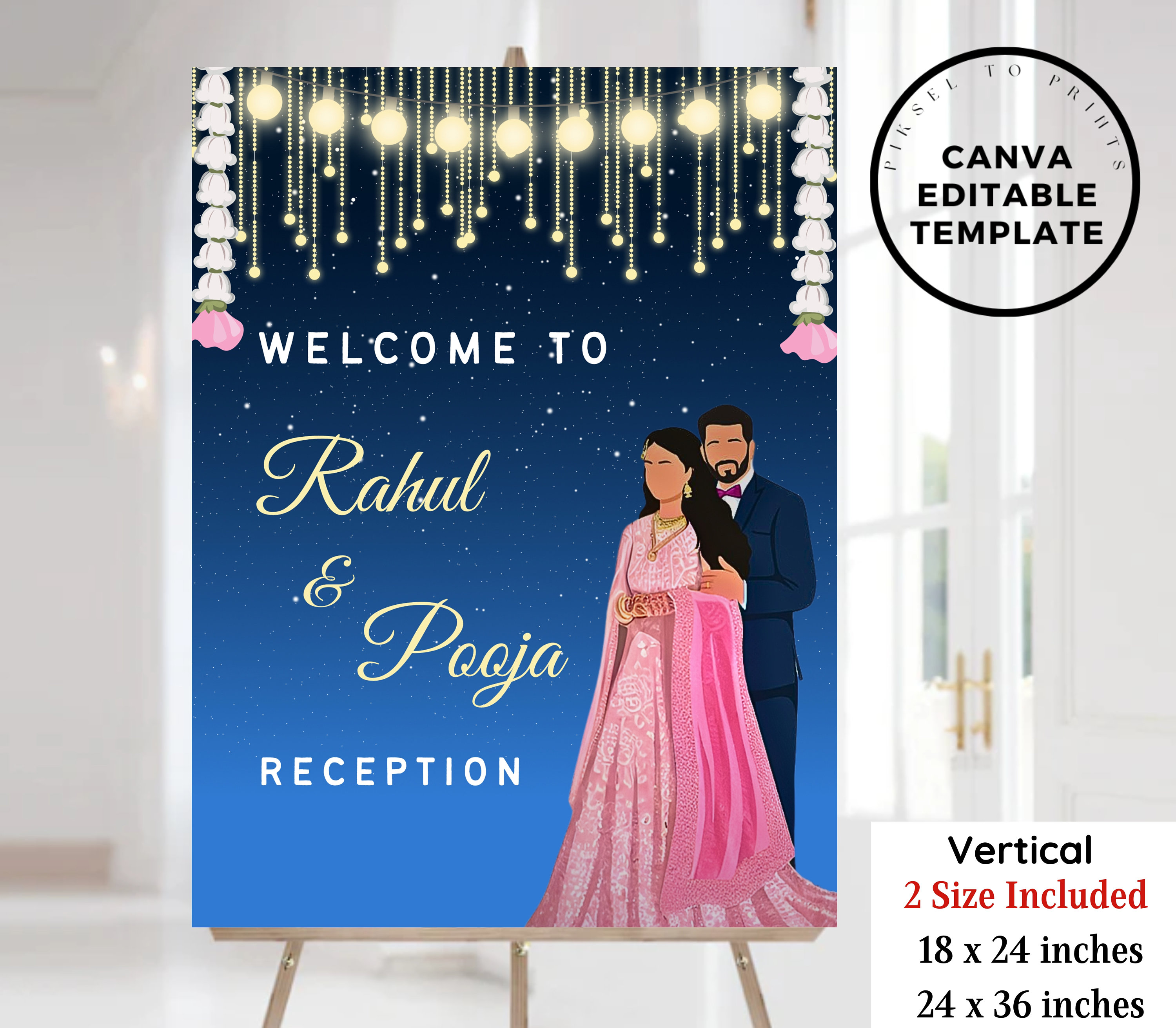 Editable Wedding Reception Welcome Sign, Indian Wedding Welcome Sign ...