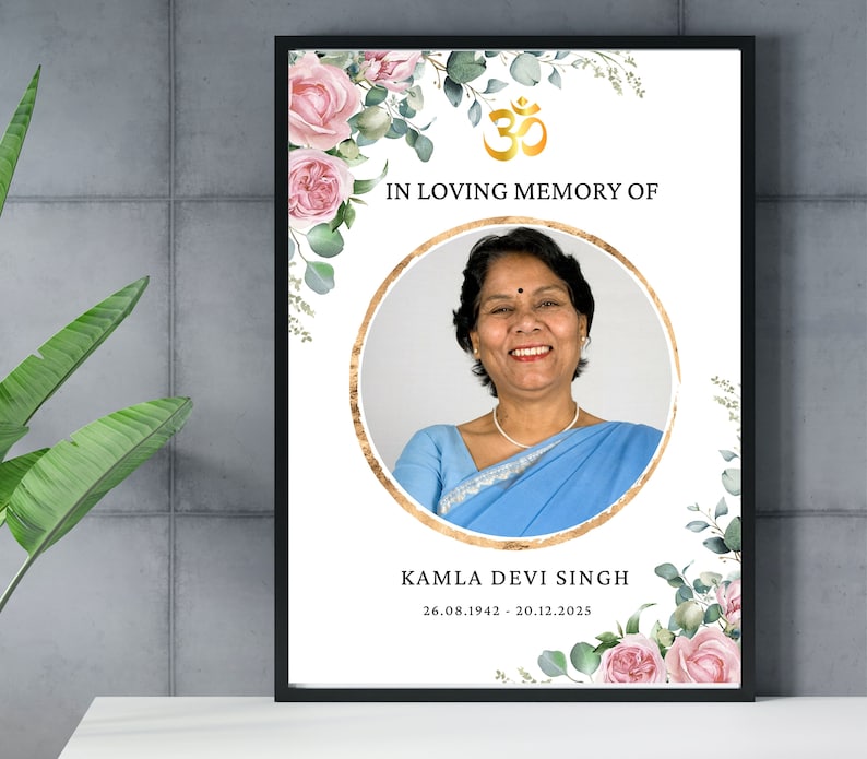 Editable Indian Funeral Memorial Sign, Floral Female Barsi Poster ...