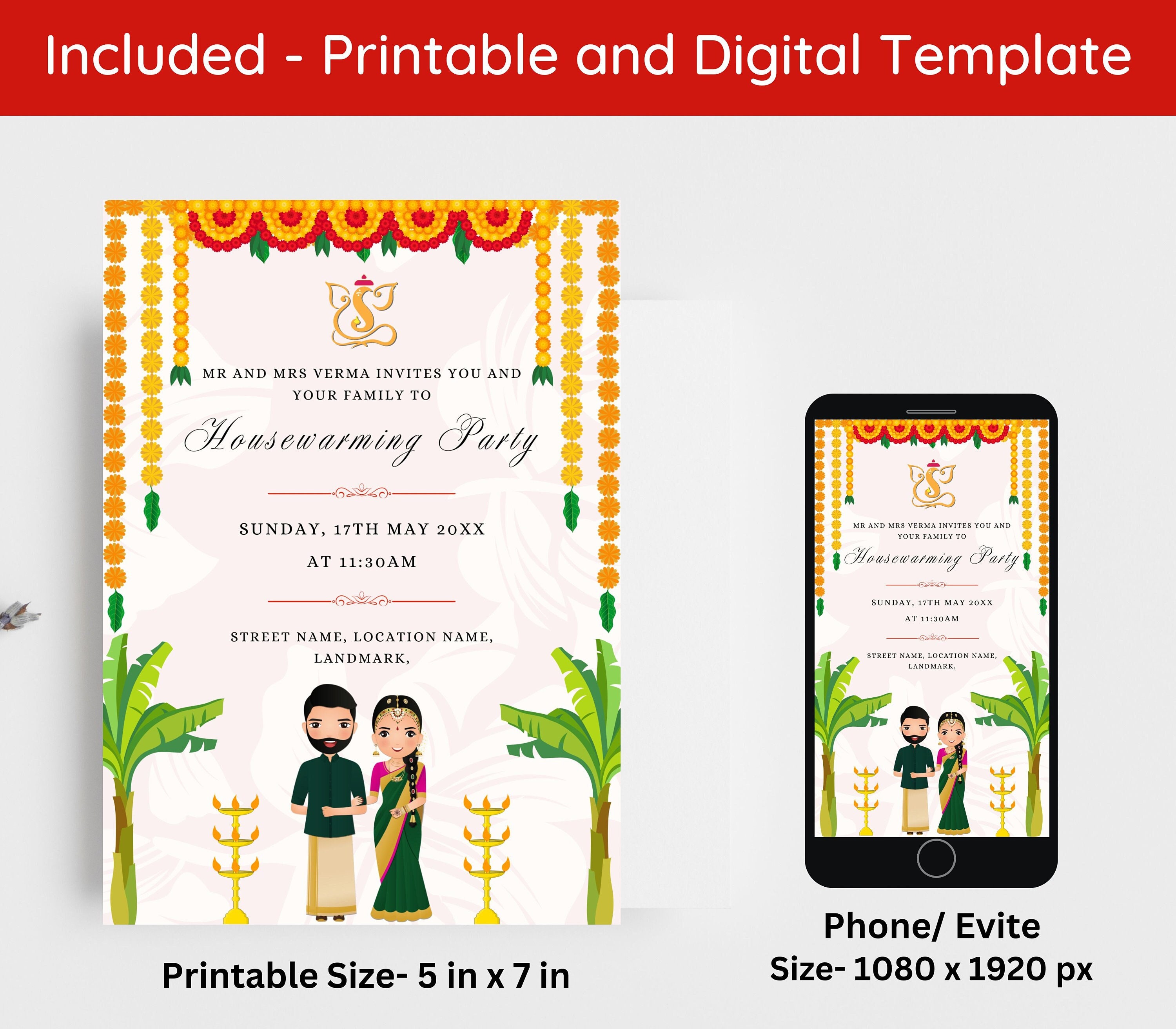 Editable Indian Housewarming Invitation: Griha Pravesh Digital Invite ...