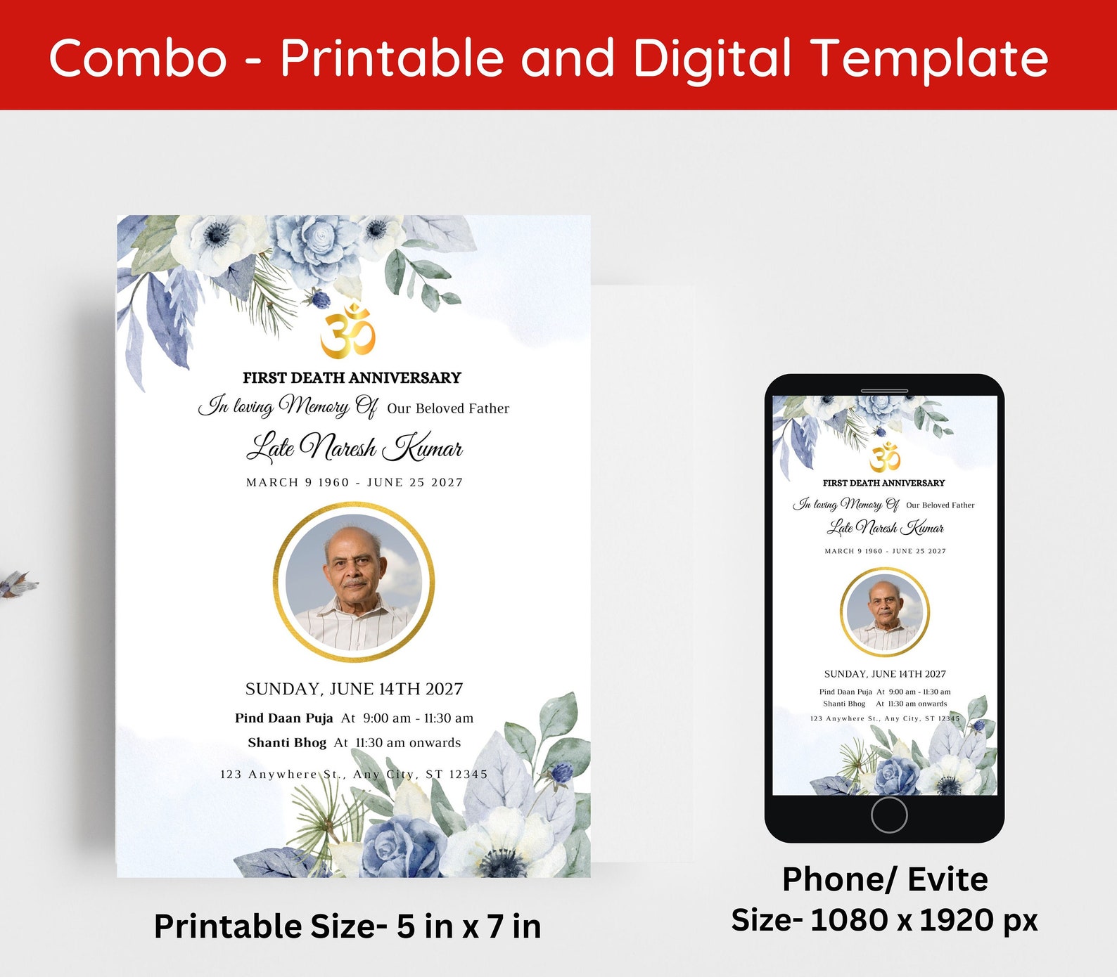 Buy Editable Barsi Invitation, Indian Death Anniversary Invitation ...