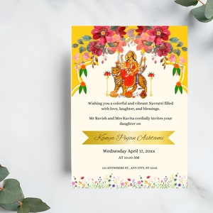 Navratri Invitation, Mata Ka Jagrata Invitation, Kanya Pujan Invite ...