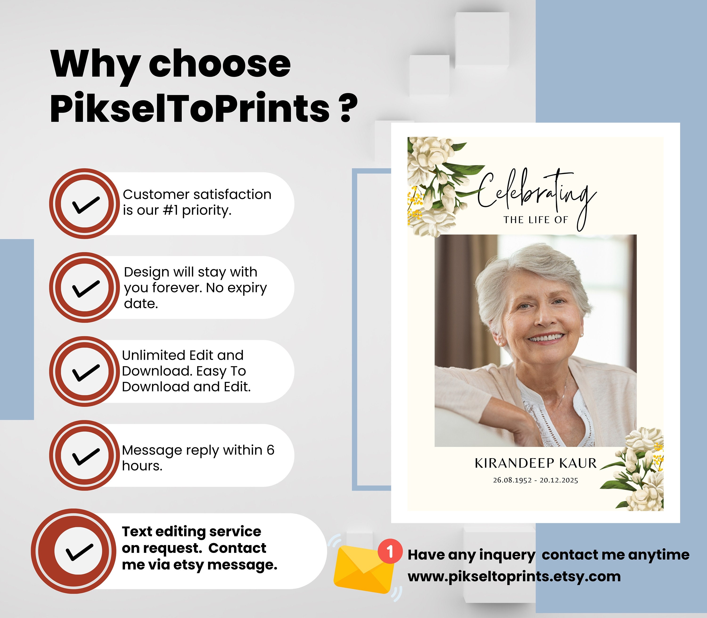 Editable Funeral Memorial Sign Floral Funeral Welcome Board - Etsy