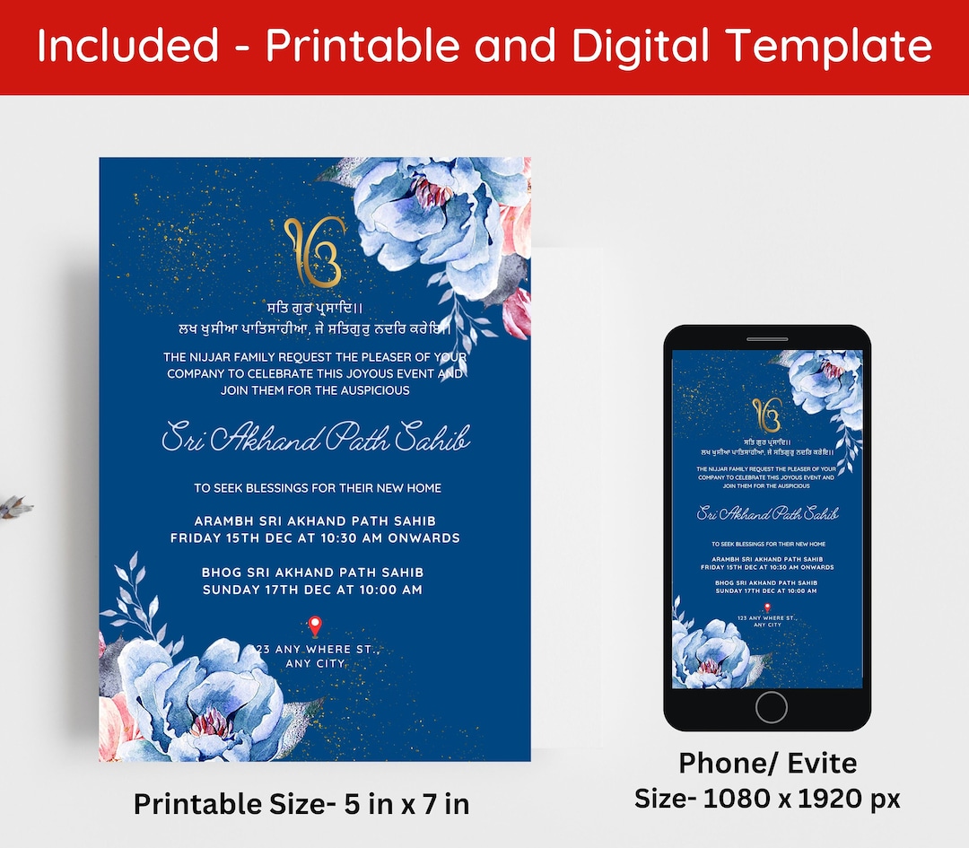 Editable Akhand Path Invitation, Sukhmani Sahib Path Invitation ...