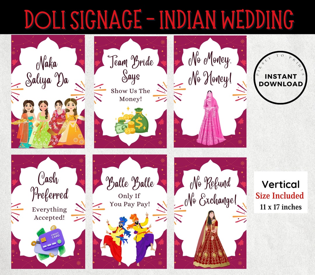 Doli Sign Bundle | Ribbon Ceremony Sign | Bridal Party Signage | No ...