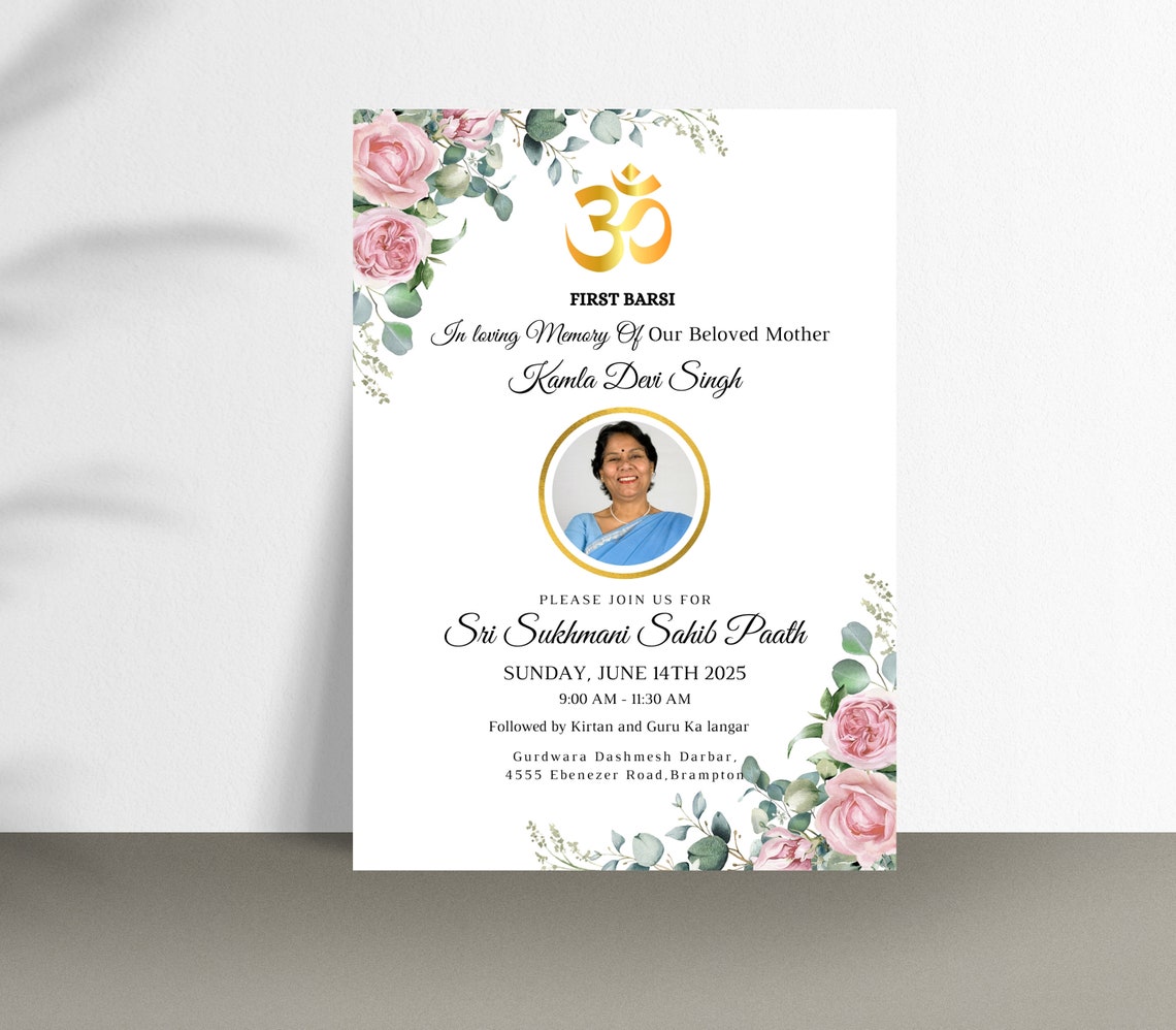 Editable Hindu Funeral Invite Hindu Shraddha Invitation Hindu First ...