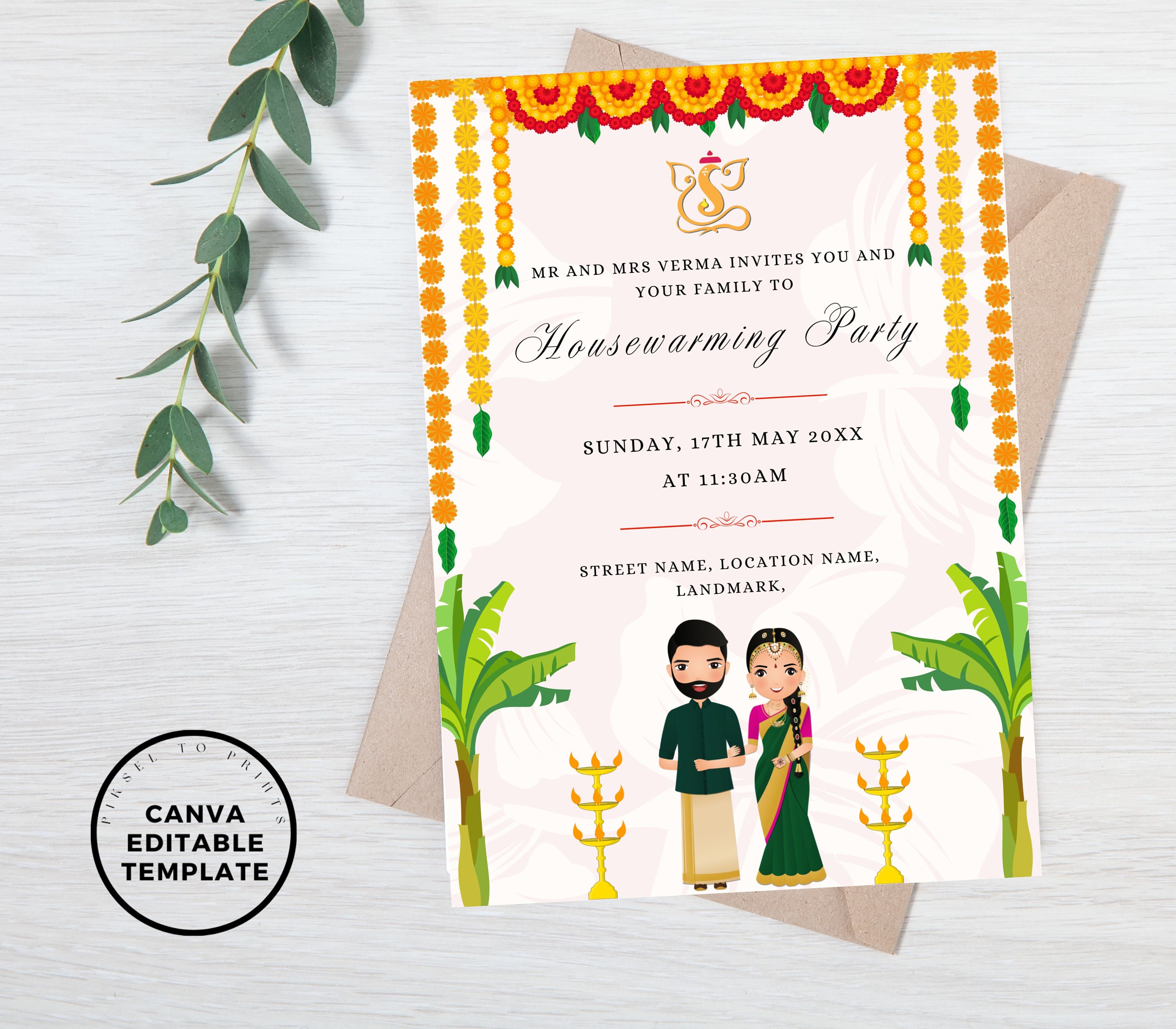 Editable Indian Housewarming Ceremony Invitation: Griha Pravesh Invite ...