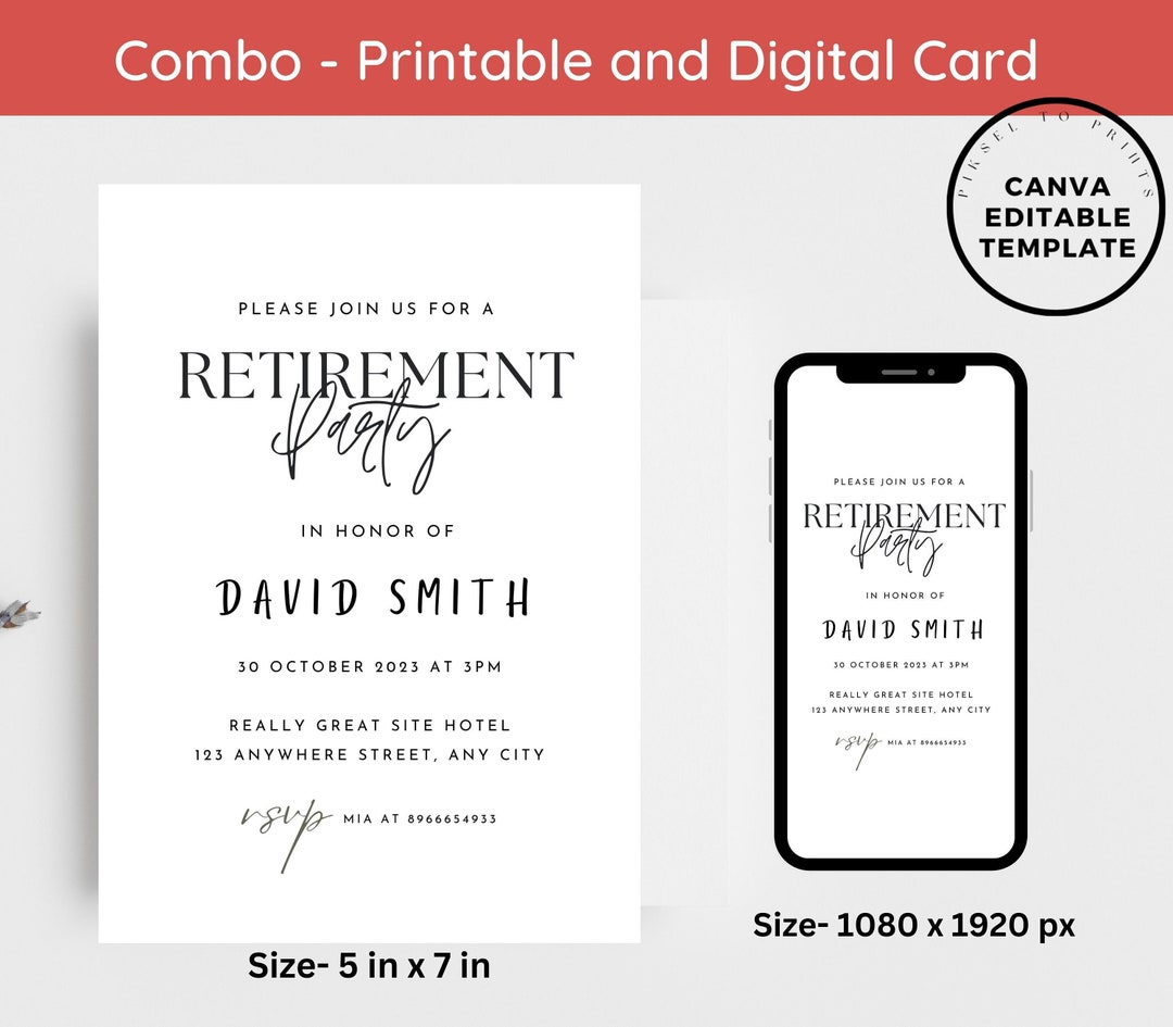 Minimalist Retirement Party Invitation Template, Simple Retirement ...