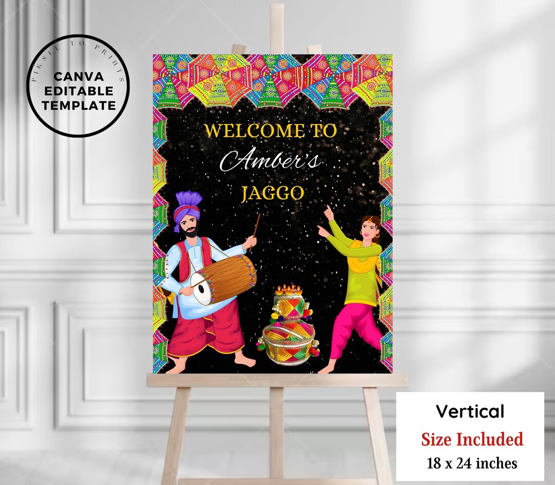 Editable Jaggo Welcome Signs, Punjabi Wedding Jaggo Decor, Jaggo ...