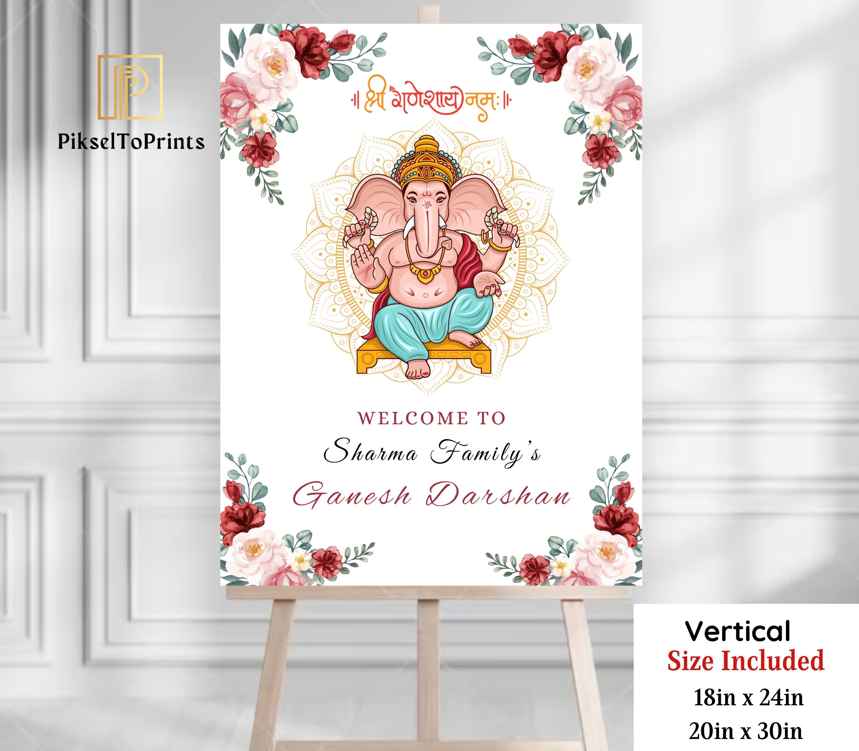 Ganesh Chaturthi Signs Ganpati Darshan Welcome Signs, Ganesh Puja Signs ...
