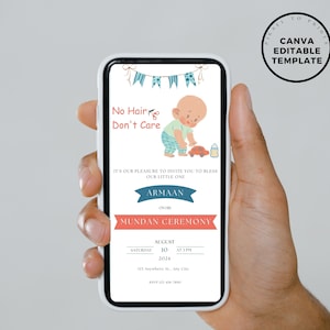 Editable Mundan Ceremony Invitation, Unisex Mundan Digital Invitation ...