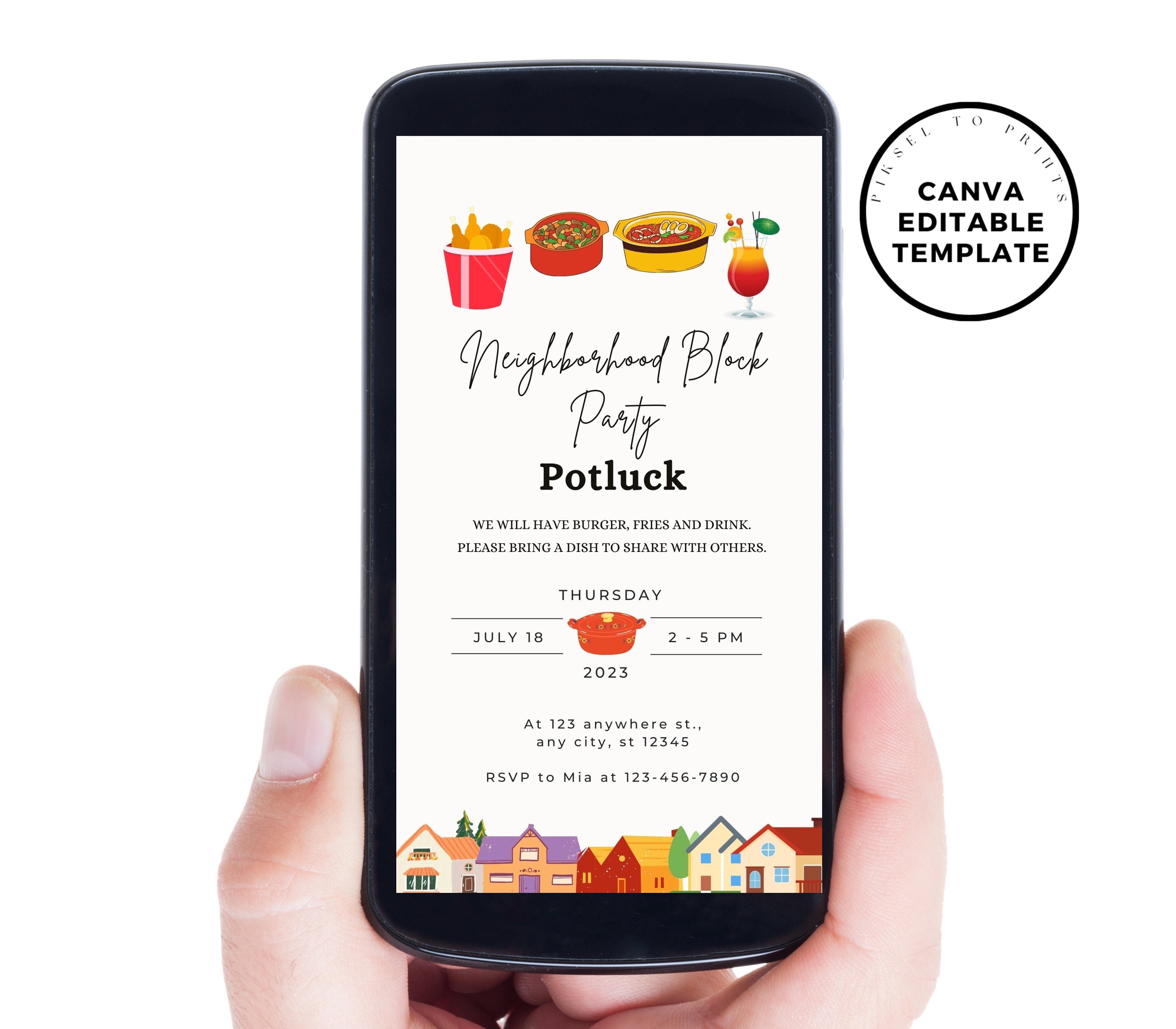 Editable Neighborhood Potluck Party Invitation | Office Potluck Invite ...