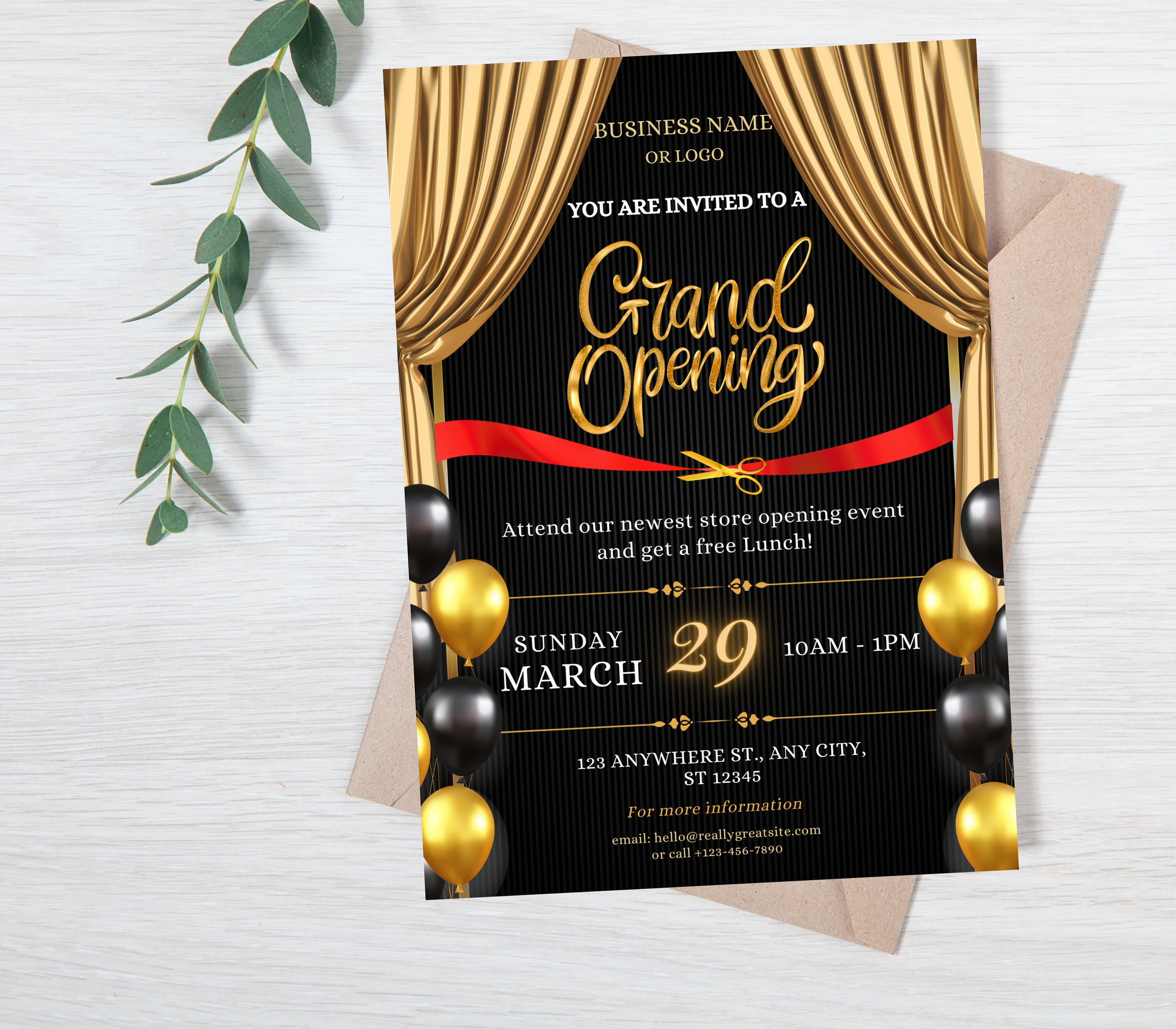 Editable Grand Opening Invitation Template, Business Launch Event ...