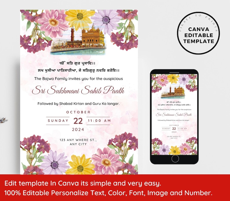 Editable Sukhmani Sahib Path Invitation, Sukhmani Sahib Path Digital ...