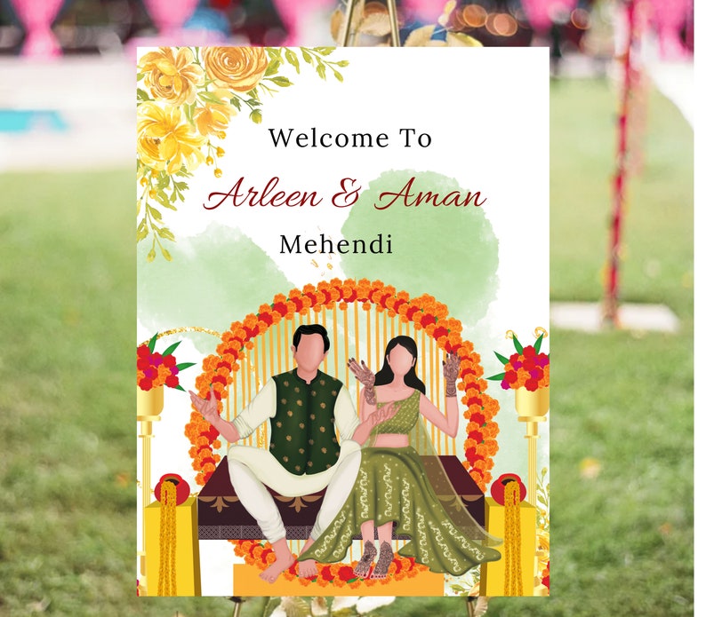 Editable Indian Mehndi Welcome Sign, Mendhi Decor, Mehndi Welcome Sign ...